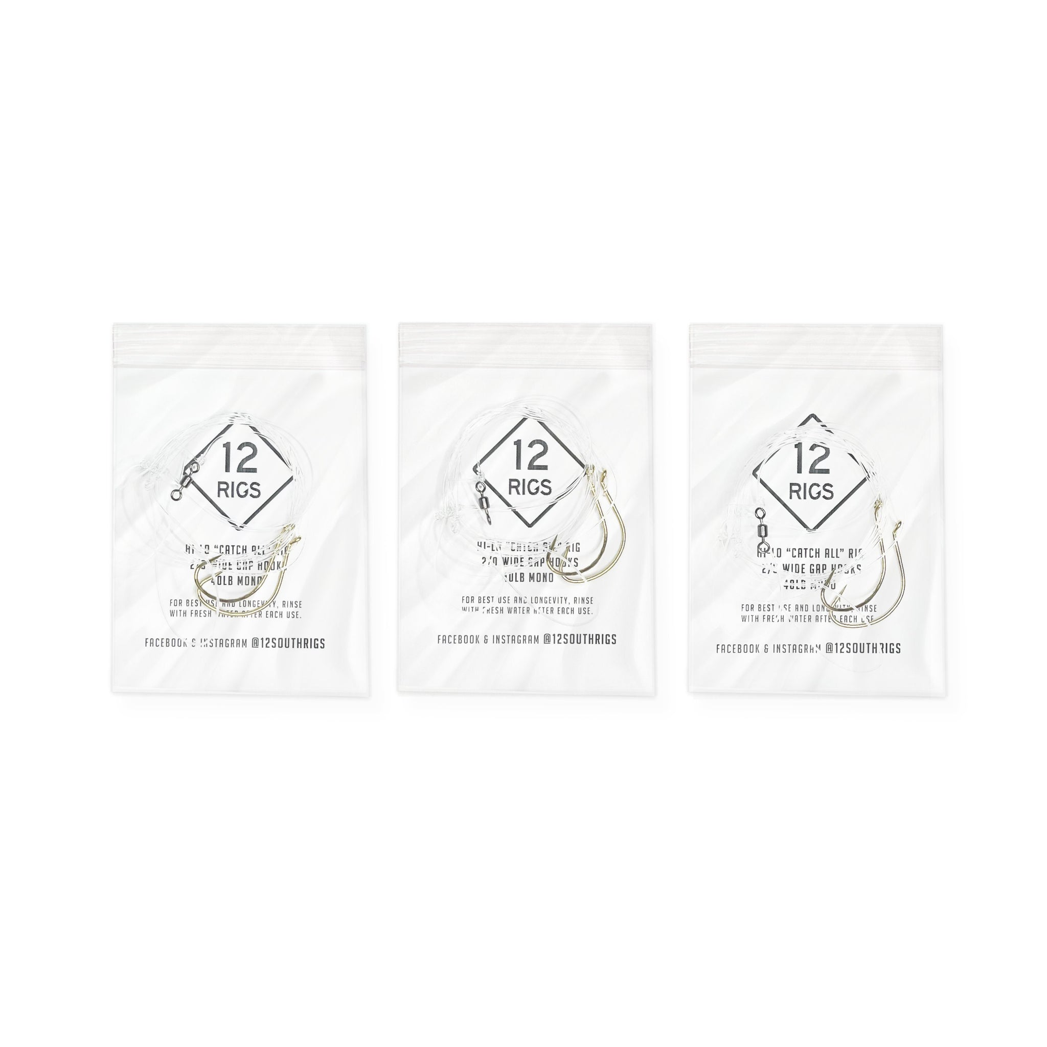 3 Pack 'Catch All' Double Drop Surf Fishing Rigs 40LB Mono – 12SouthRigs